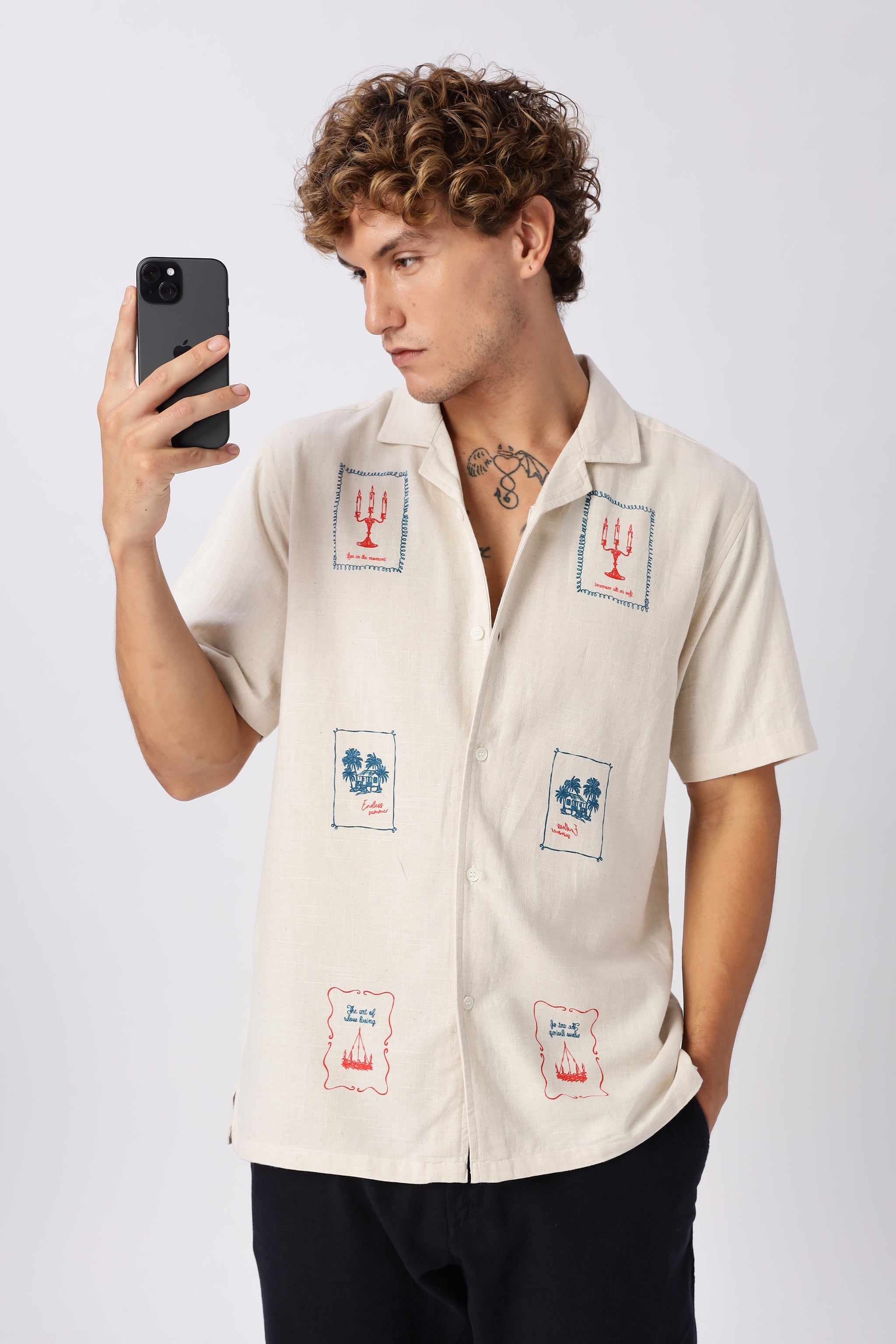 Buy Postcards From Elsewhere Printed Shirt - Hamptons